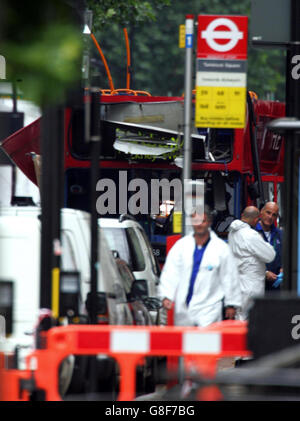 The number 30 bus on which a bomb exploded, killing 13 people, sits in ...