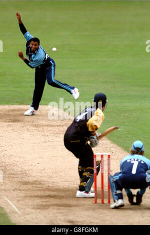 Surrey Lions' Nayan Doshi in action against Leicestershire Foxes' Stock ...