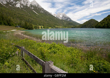 Lake Hintersteinersee, or Hintersteiner See, in the Austrian Tyrol, near Scheffau and the Wilder ...