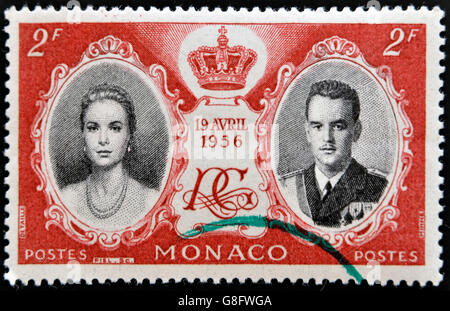 MONACO - CIRCA 1956: stamp printed in Monaco, shows Princess Grace and ...