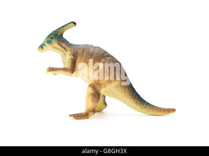 side view brown Parasaurolophus toy on a white background Stock Photo ...
