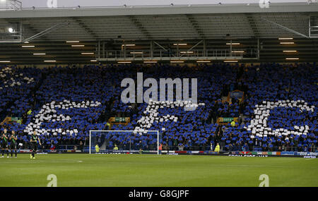 Everton fans in the stands before the Premier League match at Goodison ...