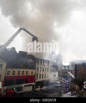 Newcastle fire. Fire crews at the scene of a fire in Charlotte Square ...