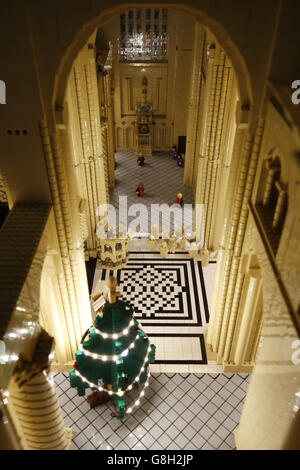 People look at a lego model of Durham Cathedral where one LEGO brick ...