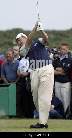 Ernie Els tees off on the first hole during round 1 of The Australian ...