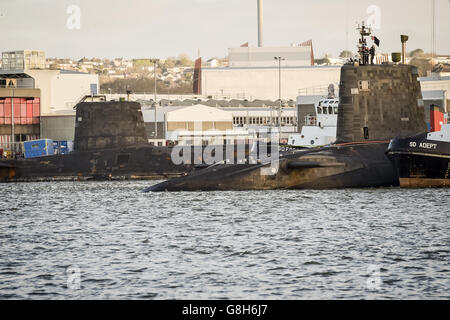 Nuclear submarine refit. HMS Vanguard, the V-Class UK nuclear deterrent ...