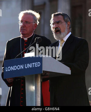 The Chief Rabbi Sir Jonathan Sacks (centre) after receiving his ...
