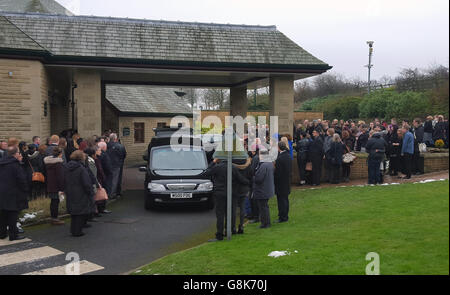 A hearse carrying the coffin of Caroline Everest arrives at Grenoside ...