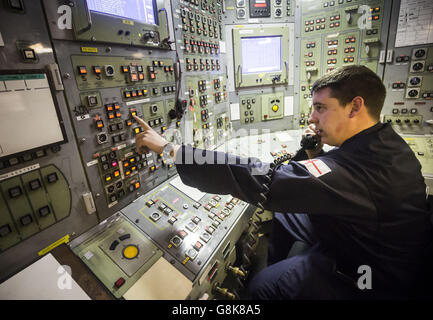 Engineering Control room in HMS Dragon, a type 45 destroyer and the ...