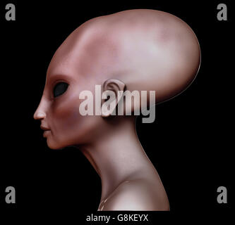 Hybrid alien woman side view on black Stock Photo - Alamy