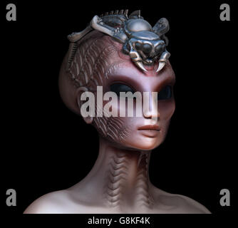 Hybrid alien woman hybrid alien woman side view elongated skull on ...