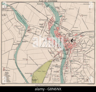 INVERNESS vintage town/city plan. Scotland. WARD LOCK 1937 old vintage ...