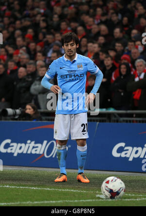 Manchester City's David Silva takes the ball during the English Premier ...