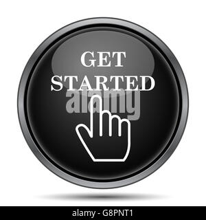 Get started icon. Internet button on white background Stock Photo - Alamy