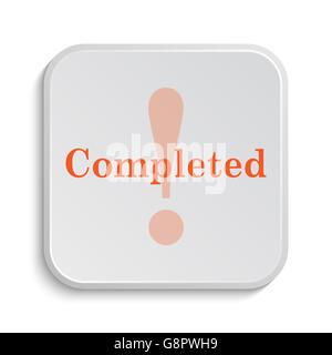 Completed icon. Internet button on orange background Stock Photo - Alamy