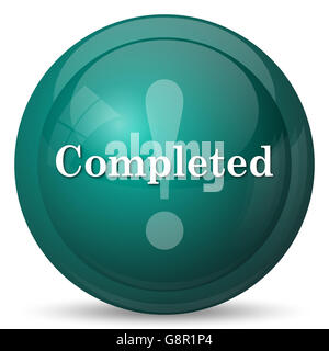 Completed icon. Internet button on white background Stock Photo - Alamy
