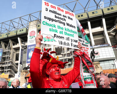 Wales fans outside the stadium before the FIFA World Cup European ...