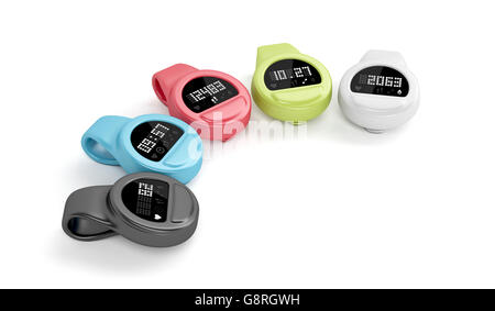 Activity trackers with different interfaces and colors Stock Photo - Alamy