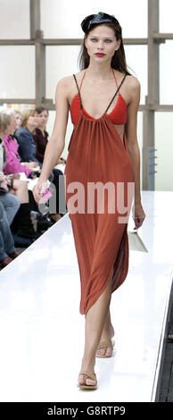 A model wears a creation by Camilla during her fashion show during the ...