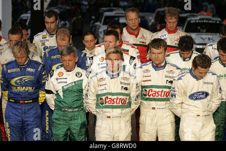 Rally drivers drivers and co-drivers observe a minutes silence in the ...