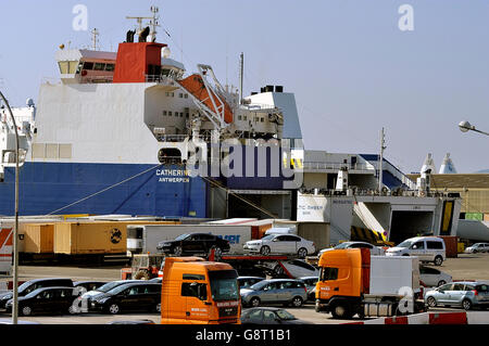 The quay where the ferry make the loading of all kind of goods Stock ...
