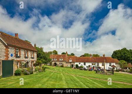 East Dean Village Green and the Tiger Inn, East Sussex, England, UK, GB ...