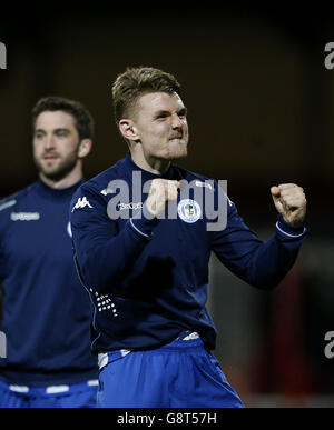 Wigan Athletic's Max Power celebrates scoring his side's second goal of ...