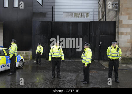 Police officers outside Dumbarton Sheriff Court, as John Leathem, 31 ...
