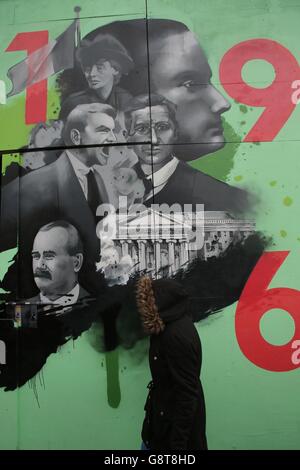 Mural commemorating the 1916 Easter Rising in Ireland, on a wall in ...