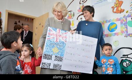 The Duchess of Cornwall (left) with Elizabeth Gowing, founder of the ...