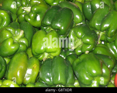 Green peppers art a farm stand Stock Photo - Alamy