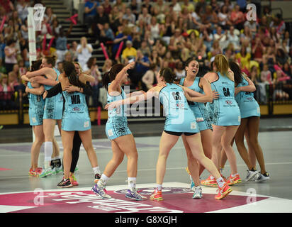 Surrey Storm's player's celebrate their victory with the trophy Stock ...