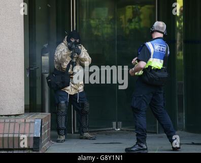 Firearms instructors playing the part of terrorists during a Marauding ...
