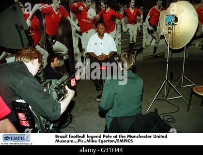Soccer - Pele At The Manchester United Museum, Old Trafford. Brazil ...