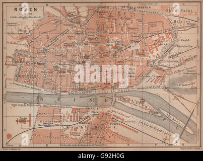 ROUEN. Vintage town city map plan. Seine-Maritime, 1926 Stock Photo - Alamy