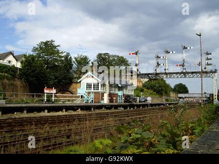 Falsgrave Signal Gantry Stock Photo - Alamy