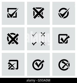 Check marks - black tick icon simple outline - vector illustration ...