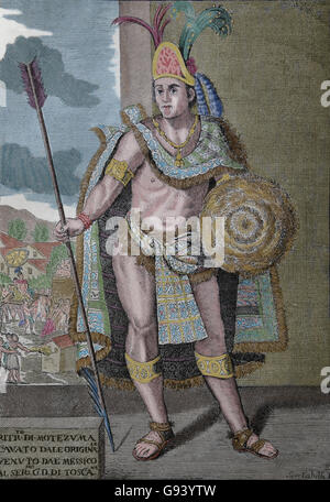 portrait of Moctezuma II (1466 – 1520) ruler of the Aztec Empire in ...