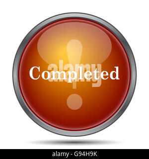 Completed icon. Internet button on black background Stock Photo - Alamy