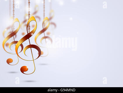 bright music background with golden music notes Stock Photo - Alamy