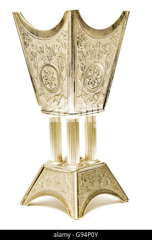 incense burner censer with smoke and white background.Ornamental Arabic ...