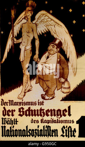 German Anti-Semitic poster. 'Der ist Schuld am Kriege!' translates to ...