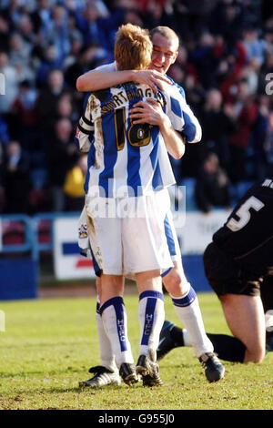 Huddersfield Town's Andy Booth celebrates scoring the first goal with ...