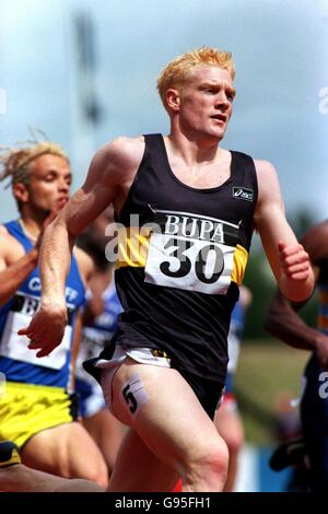Athletics - AAA Championships - Birmingham. Iwan Thomas celebrates ...