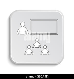 Presenting icon. Internet button on white background Stock Photo - Alamy