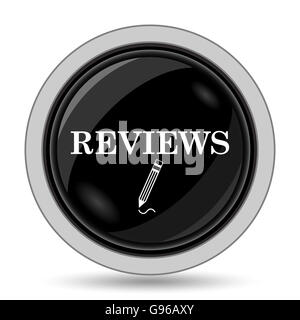 Reviews icon. Internet button on white background Stock Photo - Alamy