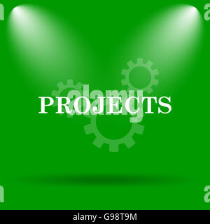 Projects icon. Internet button with green on grey background Stock ...