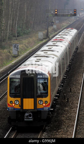 Train. A South West Trains Class 444 'Desiro' Electric train on the ...