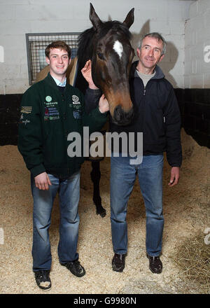 Jockey Niall Madden (R) on Numbersixvalverde celebrates winning the ...