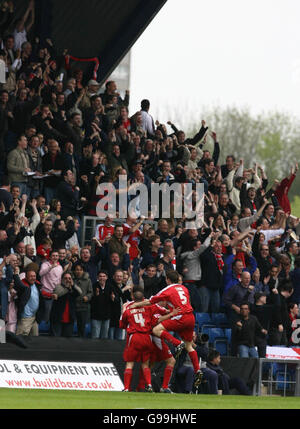 Leyton Orient players celebrate after scoring during the English FA Cup ...